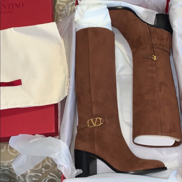 Valentino Garavani | Shoes | Valentino Vlogo Suede Tall Boot | Poshmark